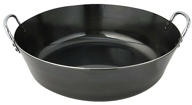 【商品詳細】呼び寸法：36cm重量：3690g底の厚さ：3．2mmサイズ（約）：直径363mm（とって含む：403mm）×高さ100mm（とって含む高さ：135mm）使い始めの本体の仕込み：透明シリコン樹脂加工がしてあります。使い始めに本体...