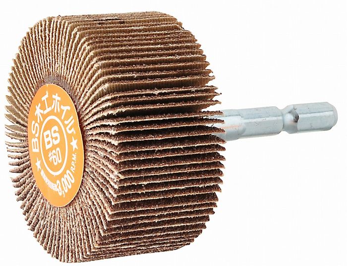 【商品詳細】用途：木材の磨き、ケバ取りサイズ：直径50×幅25×軸径6．3mm粒度：60最高使用回転数：3000rpm取付工具：ドリル・インパクトドライバー【送料について】北海道、沖縄、離島は送料を頂きます。
