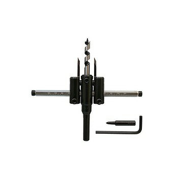 【商品詳細】■ホルダーを移動させれば直径30〜120mmまでの穴あけが可能。バーを取り替えれば最大300mmまでの穴あけができます。センタードリルと2枚の刃で安定した穴あけ作業ができます。■センタードリルを付属の薄板用に交換すれば石膏ボード...