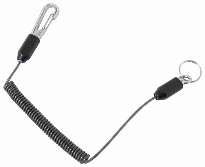 【商品詳細】ステンレスワイヤ−入り。耐荷重500g自然長：320mm　落下時最大伸長：1，250mm　色：黒ステンレス日本製【送料について】北海道、沖縄、離島は送料を頂きます。