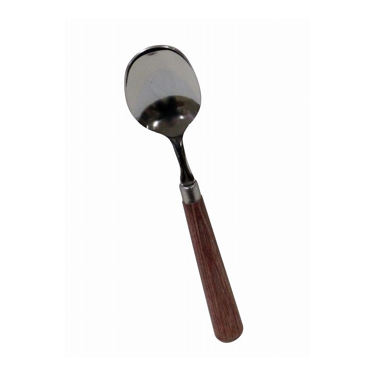 【商品特長】【製品サイズ(mm)】・長さ185・幅38・高さ11【生産国】日本【材質】本体：ステンレス鋼ハンドル：強化木【仕様】用途：スプーン仕様：ステンレス仕様：燕三条製仕様：食洗機対応柄：100mm頭サイズ：55×37果物用のスプーンに...