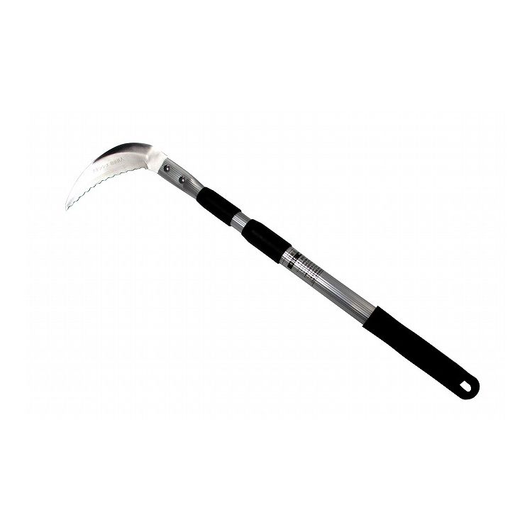 【商品特長】【製品サイズ(mm)】・長さ480・幅130・高さ25【生産国】日本【材質】金属部：ステンレス特殊鋼ハンドル部：アルミ、PP樹脂【仕様】用途：除草作業に刃形状：波刃仕様：伸縮式伸縮段数：3段伸縮長：400〜800mm伸縮式なので...