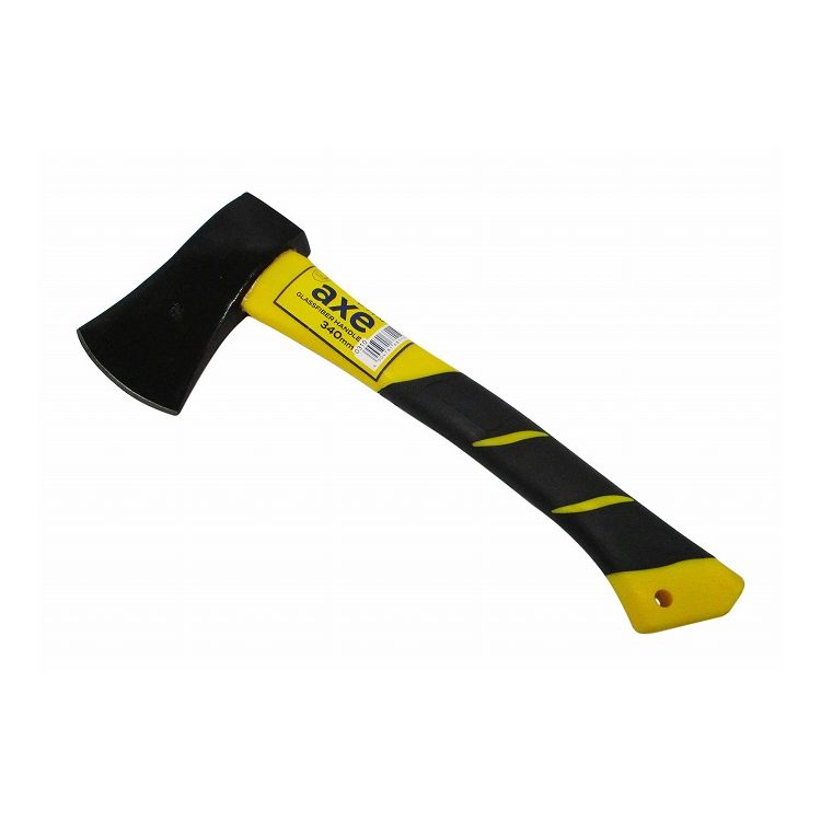【商品特長】【製品サイズ(mm)】・長さ340・幅145・高さ25【生産国】中国【材質】頭部：スチール柄：グラスファイバー、TPRグリップ【仕様】用途：薪割り作業等の際に刃幅(約)：90mm刃厚(約)：4mm仕様：刃カバー付き仕様：ロープ取...