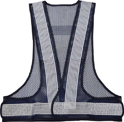 【商品詳細】●マジック式のテープにて肩・胴回りのサイズ調整が可能です。●反射材にも穴加工を施しており、通気性が良く軽量です。●工事・建築現場。●交通整理。●色:紺/シルバー反射●着丈(cm):60●胴まわり寸法(cm)：90〜130●反射材...