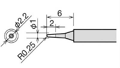 【商品詳細】●微細はんだ付けに最適なφ2.9の極細こて先。●コテ先名称:R0.25●適合コテ:RX-812AS、RX-802AS、RX-852AS、RX-822AS●こて先径(mm):φ2.9●消費電力：36W生産国：日本重量：5g【送料に...