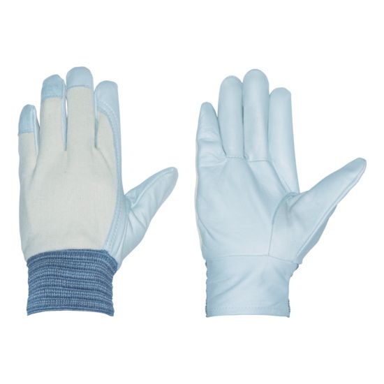 【商品詳細】●通気性に優れた甲メリヤスタイプです。●上質な革で手にフィットします。●作業用。●サイズ：M●色：ホワイト●全長(cm)：22.2●手のひら周り(cm)：20.0●中指長さ(cm)：9.0●厚さ(mm)：0.55●袖口：ゴムタイ...