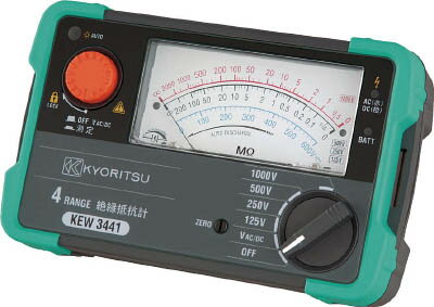 【メーカー型番】KEW3441【JANコード】4560187065620【ブランド】KYORITSU【特徴】●スピーディーな測定に役立つ機能を搭載した、軽量コンパクトサイズ絶縁抵抗計です。●見やすいスケール目盛と状態をLED色で確認できる機...