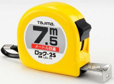 【メーカー型番】L25-75BL【JANコード】4975364010544【ブランド】タジマ【特徴】●テープを固定できる、ロックタイプです。●ショックアブソーバー付です。●テープ幅19mm以上は表・裏両面目盛です。（ただしL25-100BL...