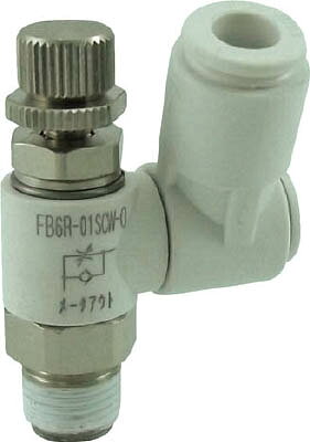 【メーカー型番】FB6R-01SCW-O【JANコード】4537327038172【ブランド】チヨダ【特徴】●難燃性PBT樹脂を標準採用し、溶接環境での事故を防止します。●ニードル弁の回転数が多いので、滑らかな速度制御が可能。●軽量化・低コ...