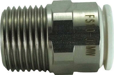 【メーカー型番】FS10-03MW【JANコード】4537327046023【ブランド】チヨダ【特徴】【用途】【仕様】●適合チューブ外径D(mm):10●接続口径:R3/8●質量(g):22.9●使用流体:空気、水●流体温度:-5〜60℃(...