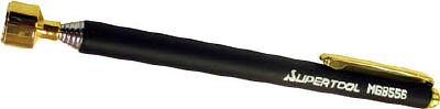 【メーカー型番】MGB556【JANコード】4967521277518【ブランド】スーパーツール 【特徴】●伸縮自在のペンタイプです。●超軽量かつ強力な吸着力です。●本体はサビに強いステンレス製です。●吸着能力は1.5kgです。●磁束密度は...