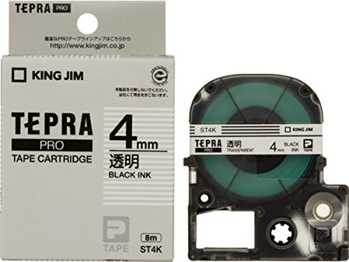 メーカー：キング品番：ST4KJANコード：4971660760091◆テプラPRO・透明ラベル/黒文字　／　■　仕　様　■長さ：8m透明ラベル/黒文字テープ幅：4mm　／メーカー型番 : ST4Kサイズ : 幅64×奥行き25×高さ75m...