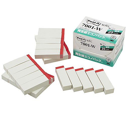 メーカー：スコッチ・3M品番：7001-WJANコード：4519001536891サイズ：15mm×50mm。色：白地に赤帯入。1個：100枚×25個入。古紙100％使用。。仕様:見出し色:ホワイト(赤線入り)サイズ:50x15mm数量:1...