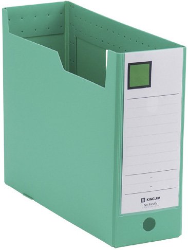 【商品型番】　4633Nミト　【商品説明】　●カラー／緑●サイズ／A4ヨコ●寸法／幅103×奥行317×高さ245mm●材質／再生PP55％●見出し紙2枚付き●ワンタッチ底●単位／1個●メーカー品番／4633Nミト