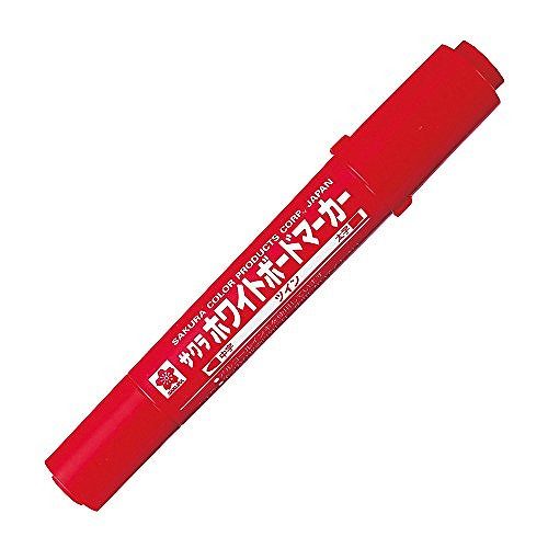 サクラ ホワイトボードマーカー ツイン 赤 WBK-T-19JANコード：4901881816178【本体サイズ】キャップ付き139×最大径19.4mm【インク】油性アルコール顔料【ペン先】中字・太字のツインマーカー【太字】角チップ【タイプ...