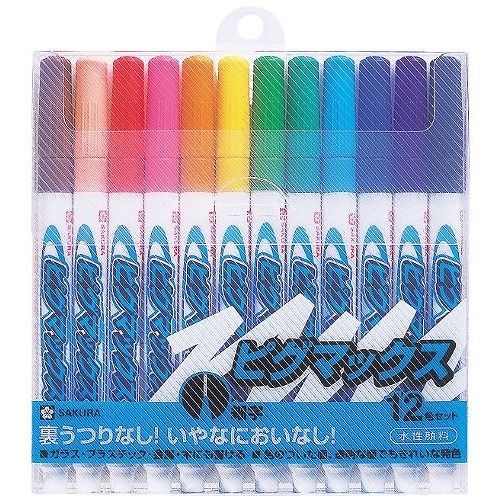 サクラ ピグマックスホソジ 12色 ZPK-S12JANコード：4901881871467対象性別 : 男女共用●裏うつりせず、いやなにおいがありません。●ガラス、プラスチック、金属、木にも書けます。●不透明調インキですので、色のついた面、...