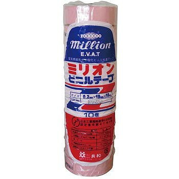 ミリオン ビニールテープ 19X10 ピンク HF-122-AJANコード：4971620441121材質:基材/PE(ポリエチレン)、粘着剤/アクリル系粘着力:1.00N/10mm以上引張強度:20.0N/10mm以上厚み:約0.2mm鉛...