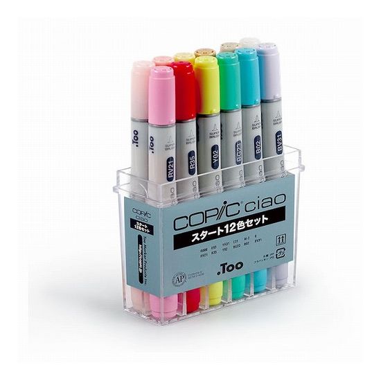 Too コピックチャオ スタート12色セット 12503035JANコード：4511338054925コピックチャオ全180色の中から、スタート用に厳選した12色セットです。少ない色数でも塗り重ねることで多彩なカラーリングができることをコン...
