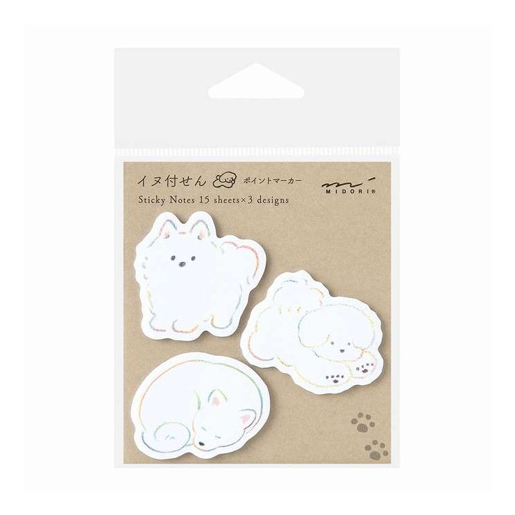 【商品詳細】ページの合間からイヌの一部をのぞかせて、手帳やノートのインデックスとして使える小さな付せん紙です。余白に書き込みもできるので、予定を記入してスケジュールページに使用するのもおすすめです。2つ折りの台紙はカバーの袖に挟んで手帳と一...