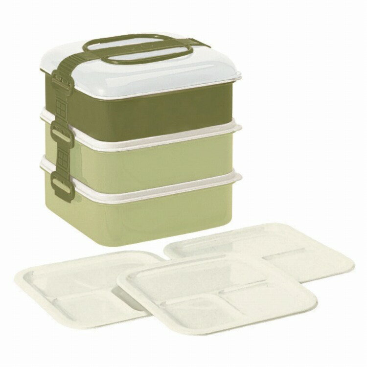 【商品説明】4800mlの大容量の3段お弁当箱です。取り皿が3枚付きです。約4〜5人用サイズです。（人数目安は1人あたり約800mlのお弁当箱を目安としています）【商品情報】■サイズ約 幅20.2×奥行19×高さ20（cm）重量：約690g...