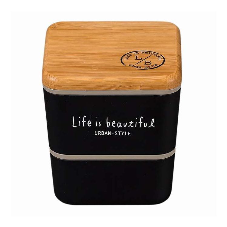 【商品説明】モノトーンカラーに竹製の蓋を合わせた、都会的な中にもナチュラルなテイストを織り込んだLife is beautifulランチシリーズの2段弁当箱です。女性にピッタリな容量600mlです。シール蓋付きです。入れ子構造で使用後はコン...