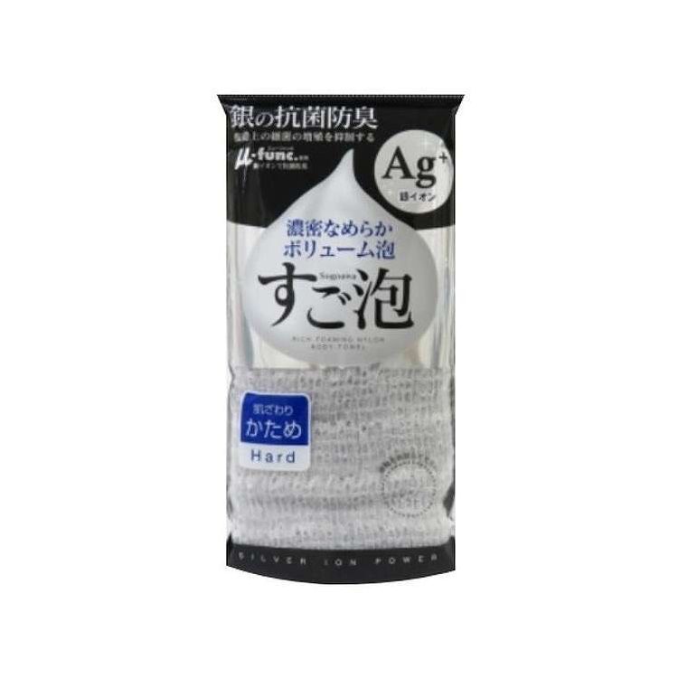 【商品説明】濃密でなめらかなボリューム泡が作れるボディタオルです。防臭機能をもつ純銀の糸の菌を抑える力で細菌の増殖を抑制します。生地を凸凹させることで空気を含みやすくなり、素早い泡立ちを実現しました。細めの66ナイロンを使用しているので、キ...