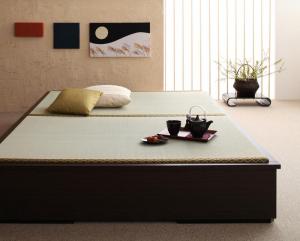 　小粋な和の空間を・・・・　　モダンデザイン畳収納ベッド　【花梨】Karin■畳い草の香りが日本人の心を和ませる畳ベッド。吸湿性や保湿性に優れた畳で快適に眠る。■機能ベッド下も有効活用できる、引出し2杯付き。お部屋が広く使えるかしこい仕様。...