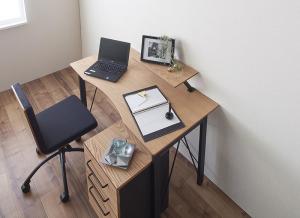 選べる組み合わせ異素材デザインシステムデスクEbel　エーベルwood×steel hybrid design deskカフェスタイルデスクで 集中力アップデスク・ワゴン・チェアの3アイテム×ウォールナット・オークの2カラーSelectab...