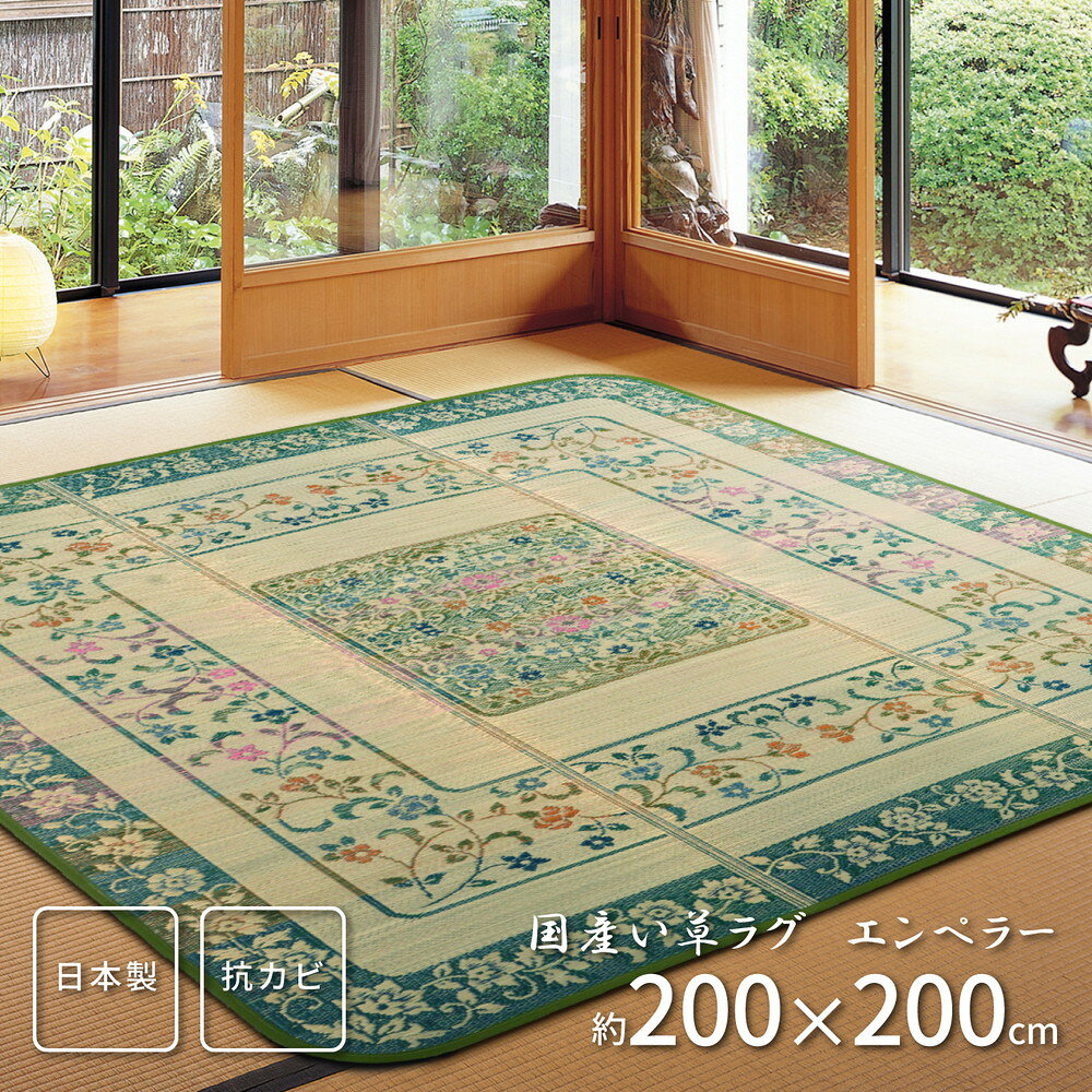 【サイズ】200×200【重量】11kg【材質】表面：国産い草100％　縁：ポリエステル100％【生産国】日本※各サイズ・重量は概算です。※写真の色調はモニターの機種や設定により実際の商品と異なる場合があります。※画像はイメージです。現物と...
