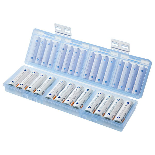 【商品詳細】単3・単4乾電池を4本ずつに分けて上下2段で収納できる大容量電池ケース。●単3・単4乾電池の両方の収納に対応した電池ケースです。●電池は4本ずつに分けて収納できるので管理に便利です。●充電式電池、未使用乾電池の整理や保管に最適な...