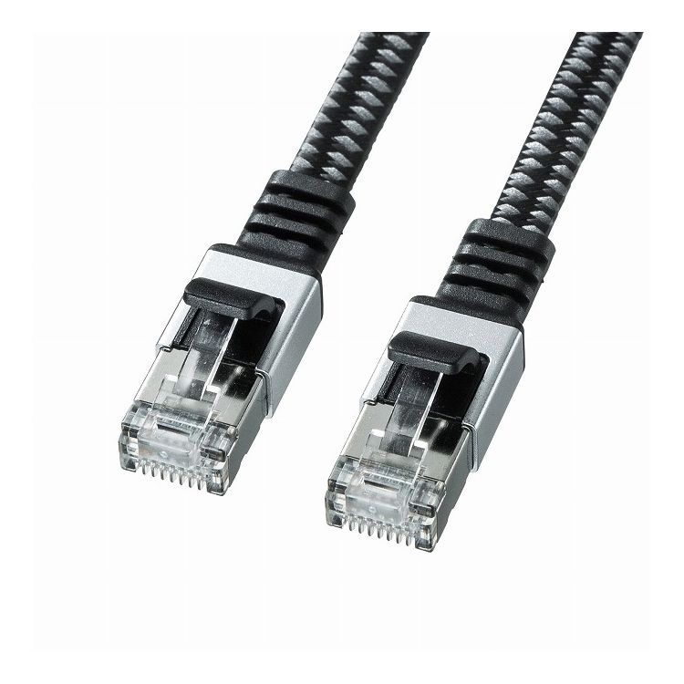 【商品特長】フラット＆メッシュケーブル、メタルコネクタで断線・衝撃に強い、10Gビッイーサネット対応のCAT6AフラットメッシュLANケーブル。ブラック＆グレー・15m。●エンハンスドカテゴリ5の5.0倍、カテゴリ6の2.0倍の伝送帯域50...