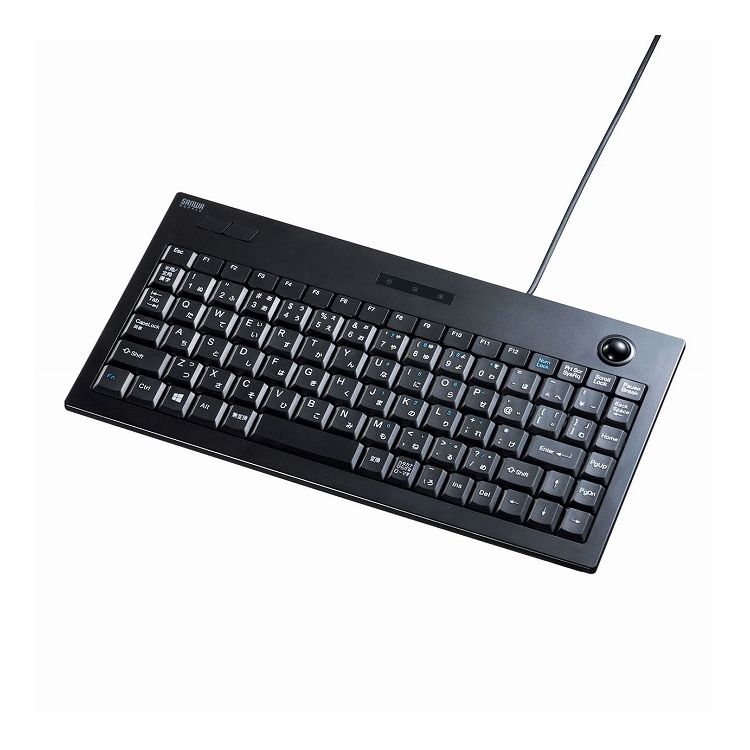 【商品特長】トラックボールを内蔵した一体型キーボード。●テンキーのないコンパクトキーボードに光学式トラックボール機能を内蔵したキーボードです。●マウスが不要なので、狭いスペースでパソコンを操作したい時に便利です。●手元でトラックボール操作が...