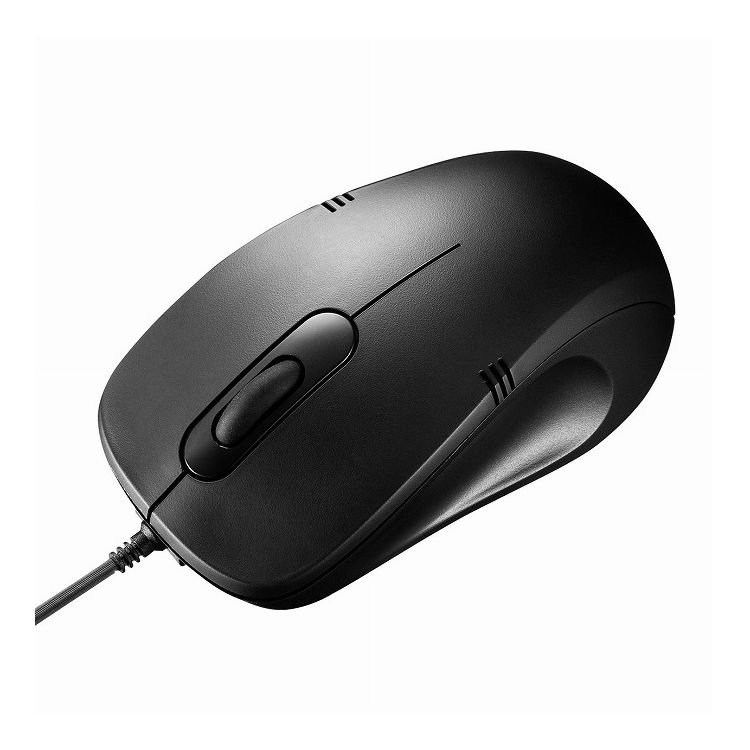 【商品特長】ピタッと持ちやすい形状の3ボタン有線ブルーLEDマウス。ブラック。●左右非対称で右手にフィットし、持ちやすい形状のマウスです。●赤色の光学式より感度の高いブルーLEDを搭載しています。●差し込むだけで使える手間なし簡単接続です。...