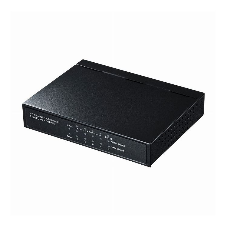 【商品特長】PoEで受電、給電両対応の小型ギガビット対応PoEハブ。5ポート。●5ポート10BASE-T/100BASE-TX/1000BASE-T対応スイッチングハブです。※PoE受電専用です。ACアダプタは付属しておりません。●5番ポー...