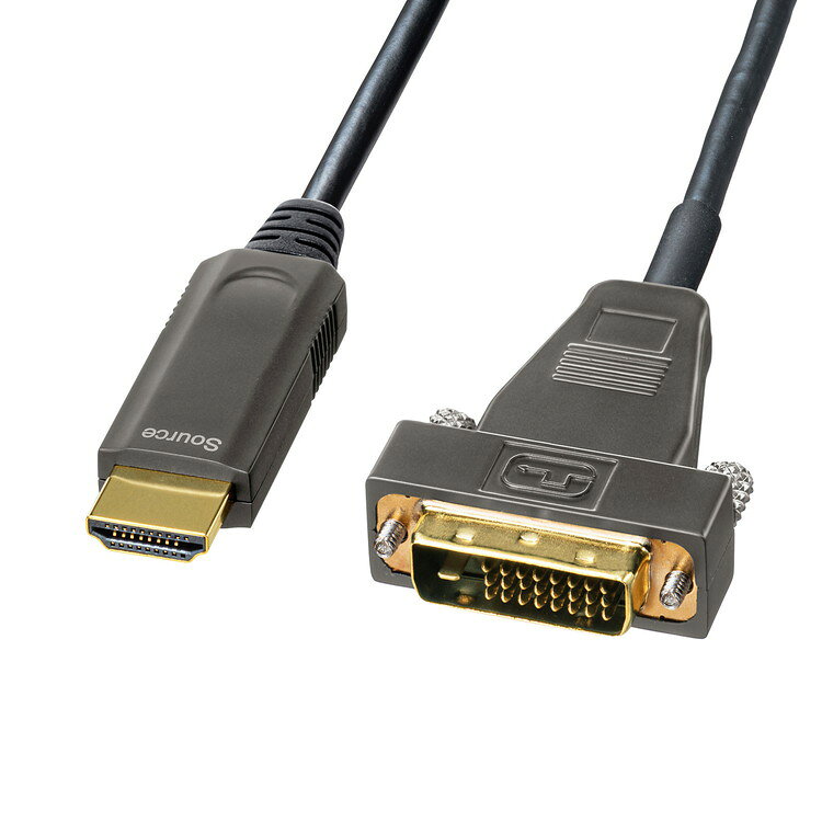 【商品詳細】HDMI出力のパソコンとDVIのディスプレイを接続する10mの光ファイバーケーブル。10m。●HDMI端子（出力用）を持つパソコン、ブルーレイ・DVD・HDDレコーダー、ゲーム機などと、DVI端子（入力用）を持つディスプレイ、テ...