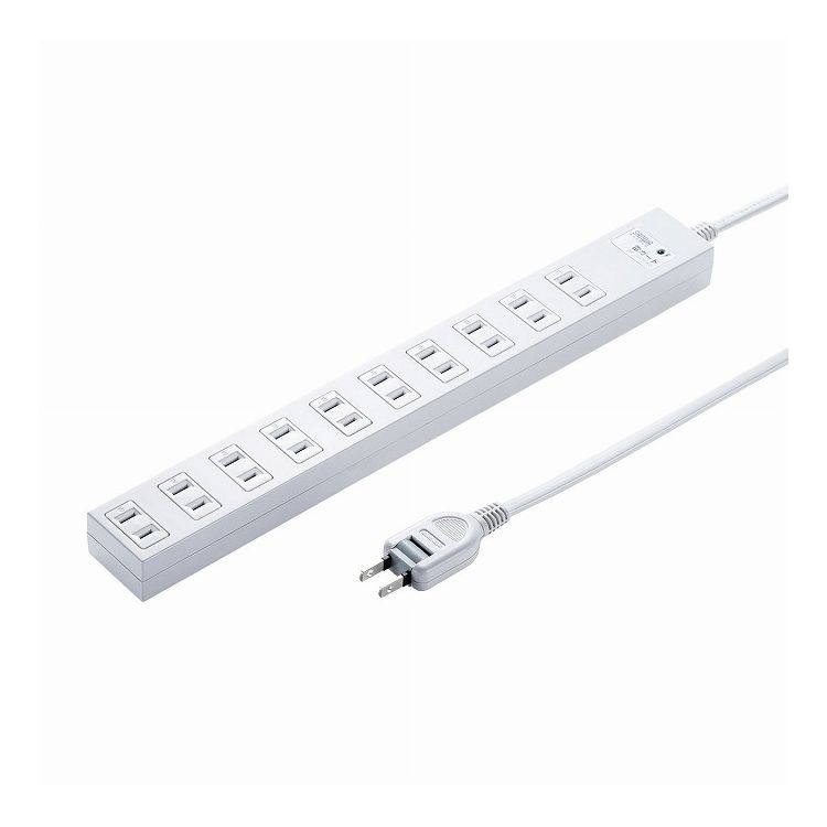 【商品特長】シャッター付き差込口でマグネットが装備された雷ガードタップ。一括集中スイッチ＆ブレーカー付き。2P・10個口・1m。●接続機器を雷から守ります。雷ガード作動中はランプが点灯します。※ランプが消えた場合は効果がなくなっていますので...