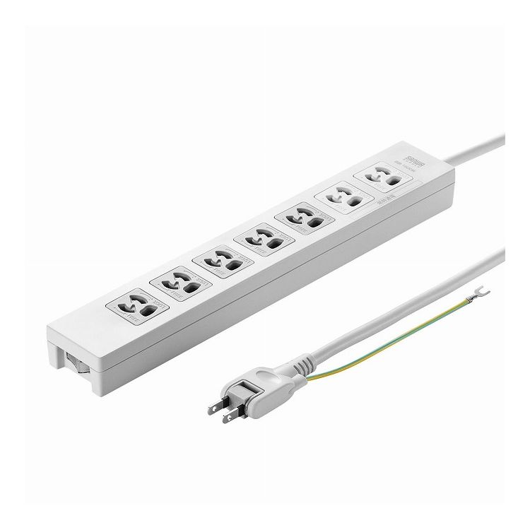 【商品特長】5個口連動集中スイッチ＋雷ガード付きRoHS対応タップ。ネームタグ、専用コンセントキャップ付属。3P・7個口・5m。●集中スイッチで5個口をON・OFFすることができます。2個口は常時通電口（差込口が白色）となっており、常に通電...