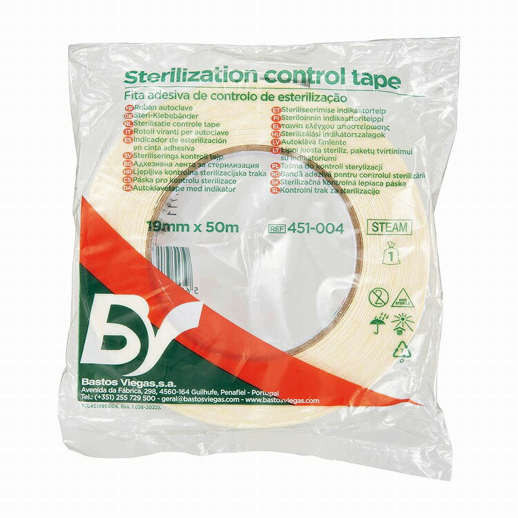 【商品説明】蒸気用インジケーター付きの滅菌テープです。ISO11140-1に準拠しています。カラー：ホワイト製品サイズ：19mm×50m本体重量：141g個装入数：1巻原産国または製造国ポルトガル共和国使用期限製造日表示から5年【送料につい...
