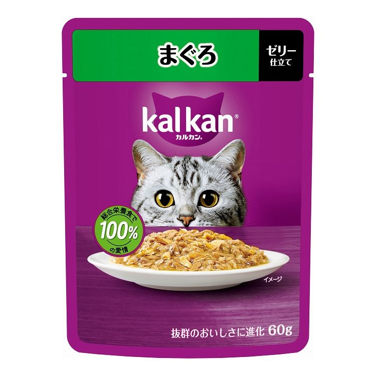 【商品説明】”総合栄養食で100％の愛情”・抜群のおいしさに進化！厳選されたまぐろをカルカン特製だしで煮込み、ジューシーなゼリー仕立てにしました。・1歳以上の猫に必要な栄養素がバランスよく含まれた総合栄養食です。〇原材料(成分)肉類(チキン...