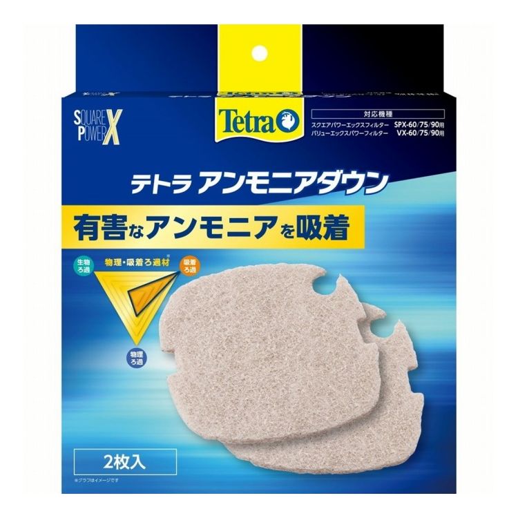 【商品説明】・テトラスクエアパワーエックスフィルターSPXー60／75／90、テトラバリューエックスパワーフィルターVXー60／75／90用の物理・吸着ろ過材・魚に有害なアンモニア濃度を減少させます。・目の細かい素材で、細かい汚れをキャッチ...