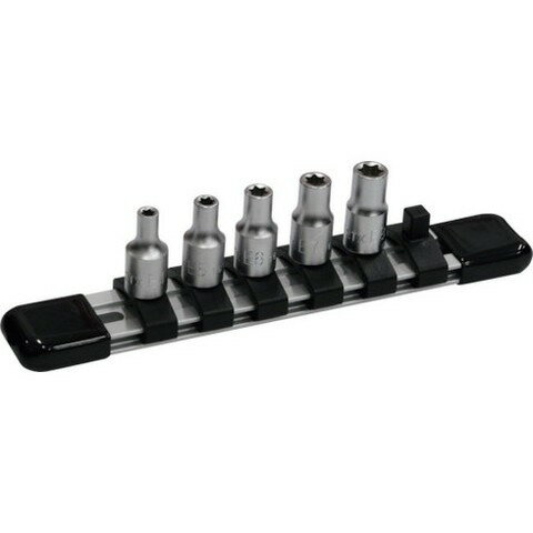 【商品詳細】●E型トルクス［［R下］］ソケットです。●自動車整備に最適です。●セット内容：2TX-E04、E05、E06、E07、E08●差込角(mm)：6.35●セット内容(点)：5材質／仕上●内容物：構造用鋼セット内容／付属品●ソケット...