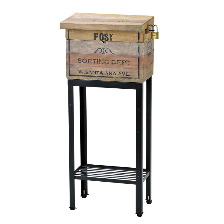 材質：レジン・スチール投函口：31W×2.5H取出し口：35.5W×15H南京錠付き・アジャスター付・組立式【代引きについて】こちらの商品は、代引きでの出荷は受け付けておりません。【送料について】北海道、沖縄、離島は送料を頂きます。