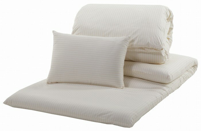 【和敷用】ダニゼロック ストライプ 布団8点セット▼ 掛布団サイズ 190*210生地 綿100％中綿 ポリエステル100％(1.5kg)▼ 敷布団サイズ 140*205生地 綿100％中綿 固芯:ポリエステル100％巻綿:ポリエステル10...