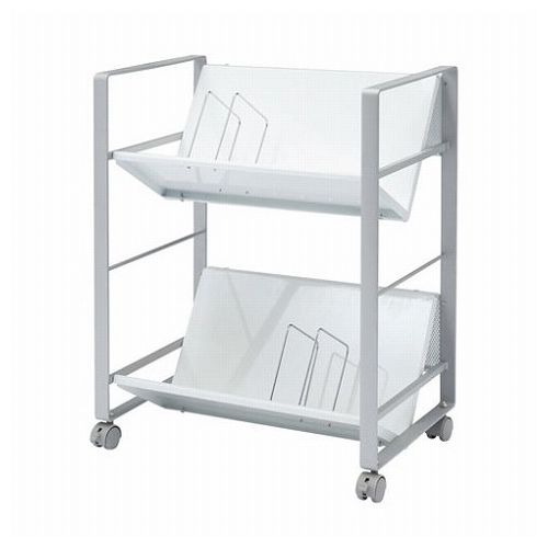 【商品特長】●A4ファイルやカタログだなどを2段で収納できます。●棚板が斜めに設置されるので、ファイルなどが取りやすくなっています。●ブックエンドは移動可能です。【仕様】■出荷形態:ノックダウン組立式■個口数:1個口■材質:スチール(エポキ...