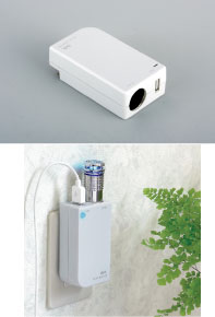 カー用品が家庭で楽しめる。　No.1762　入力:AC100V 30VA 50/60Hz 出力:DC12V 1A(USB使用時 0.5A)、DC5V 1A 使用環境:0℃~40℃　　　　