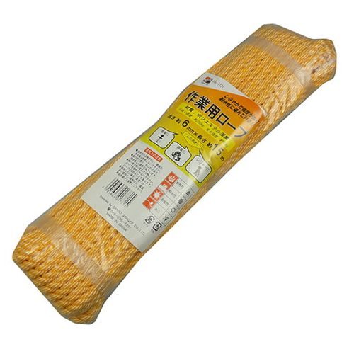 【用途】シート止等・荷物の固定。【機能・特徴】農業・漁業・レジャー等に最適です。【仕様】●サイズ(約)：太さ6mm×長さ15m。●引張強度：約350kg。●安全強度：約70kg。【材質】●ポリエステル混撚。【注意事項ほか】●使用前の点検を行...