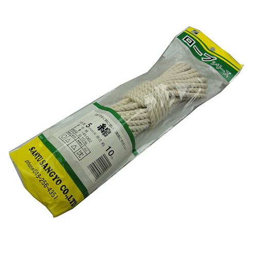 【用途】荷物の固定・梱包用。【機能・特徴】手触りが良く熱に強く、環境にやさしいです。【仕様】●サイズ(約)：太さ5mm×長さ10m。●使用目安：約10kg。【材質】●綿。【送料について】北海道、沖縄、離島は送料を頂きます。