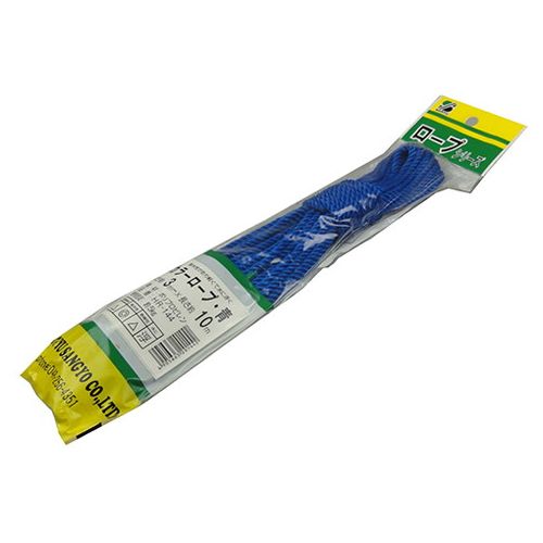 【用途】荷物の固定・梱包用。【機能・特徴】耐水性があり軽くて水に浮きます。【仕様】●サイズ(約)：太さ3mm×長さ10m。●使用目安：約5kg。●色：青。【材質】●ポリプロピレン。【送料について】北海道、沖縄、離島は送料を頂きます。