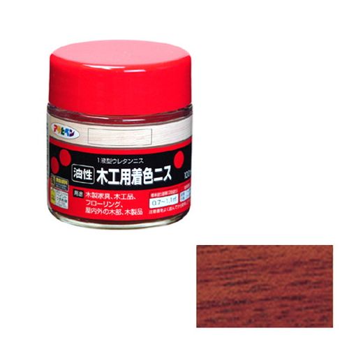 【用途】木製家具、木工品、フローリング、屋内外の木部、木製品への塗装。【機能・特徴】摩擦、衝撃に強く、耐久性に優れているので、木製家具、木工品、廊下、建物木部のニス仕上げに最適です。【仕様】●内容量：100mL。●色：マホガニー。●標準塗り...