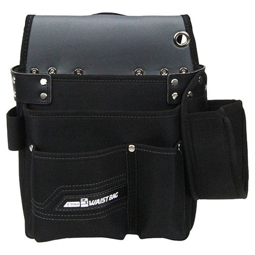 【用途】道具・工具の収納。釘の収納。【機能・特徴】大容量、サイドポケット、サイドホルダー付きの釘袋です。【仕様】●サイズ：幅330×高さ300×奥行130mm。●カラー：ブラック。【材質】●ポリエステル。【商品サイズ】幅330×高さ300×...